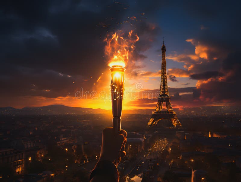 Olympic Flame, Olympic Games 2024 Paris. Generative AI Editorial Image ... Olympic Flame, Olympic Games 2024 Paris. Generative AI Editorial Image ...