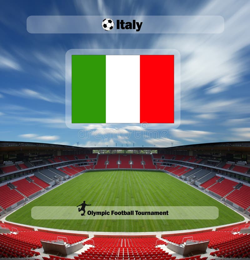 Italy Football Team Ball on Big Stadium Background with Italy Team Logo ...