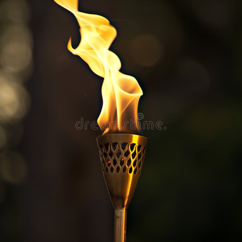 Olympic Games Torch with Flame Stock Illustration - Illustration of ...
