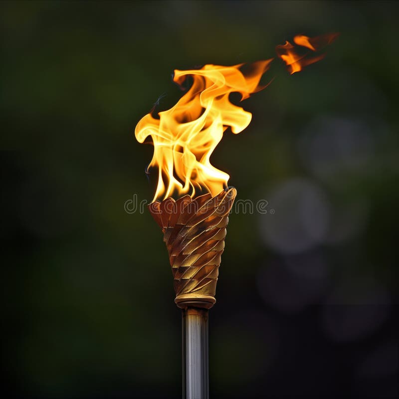 Olympic Games Torch with Flame Stock Illustration - Illustration of ...