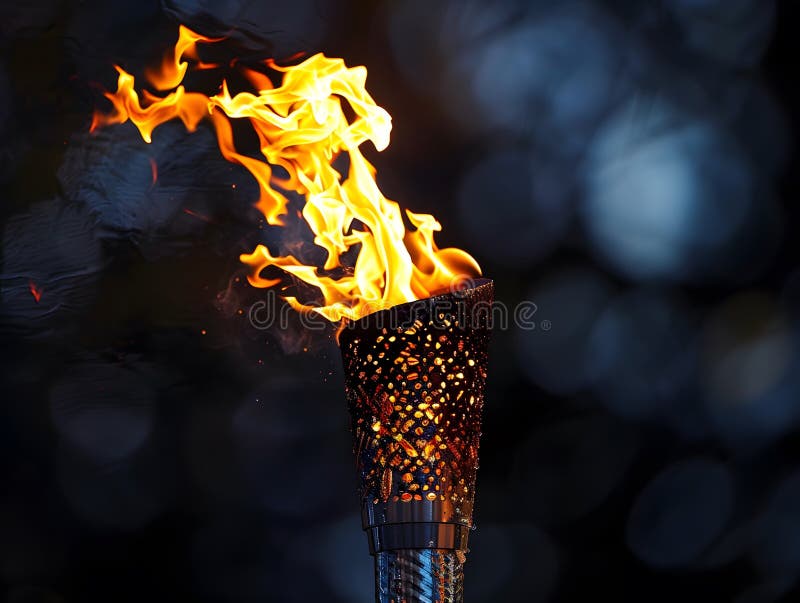 Olympic Games Torch with Flame Stock Illustration - Illustration of ...