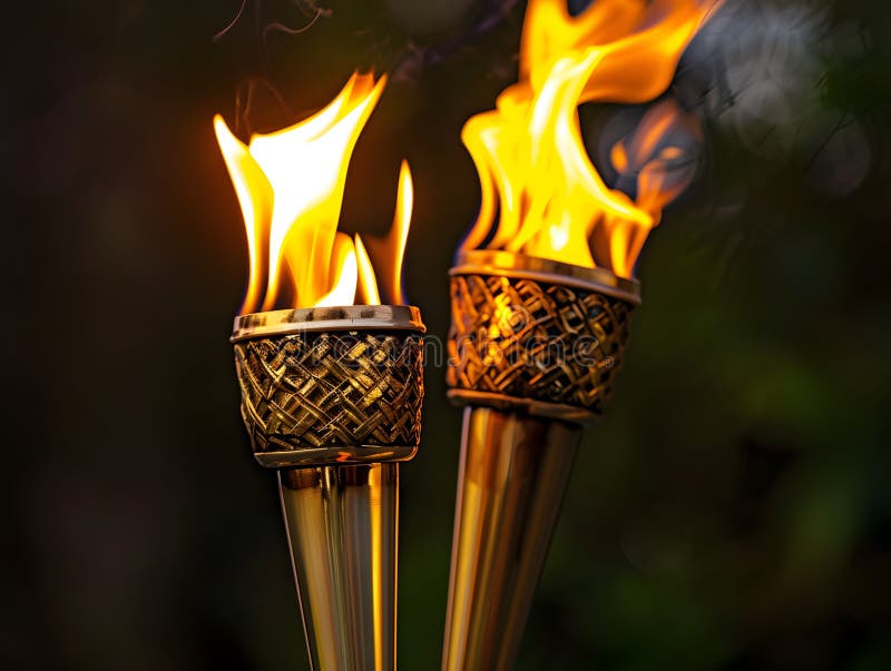 Olympic Games Torch with Flame Stock Illustration - Illustration of ...