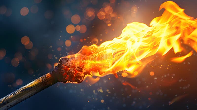 Olympic Games Torch with Flame Stock Illustration - Illustration of ...