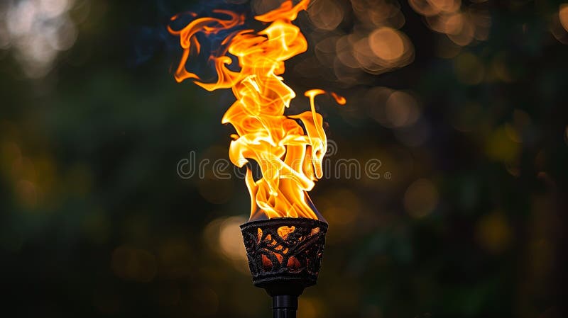 Olympic Games Torch with Flame on Dark Background Stock Illustration ...