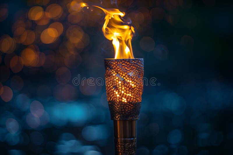 Olympic Games Torch with Flame on Dark Background Stock Illustration ...