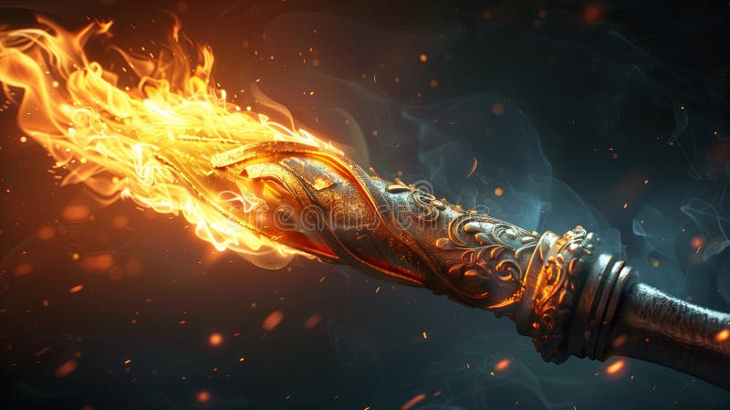 Olympic Games Torch with Flame on Dark Background Stock Illustration ...