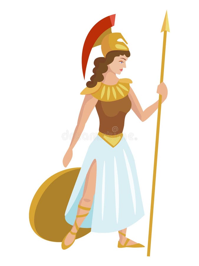 Olympic Goddess Athena Pallada with Shild Stock Illustration ...