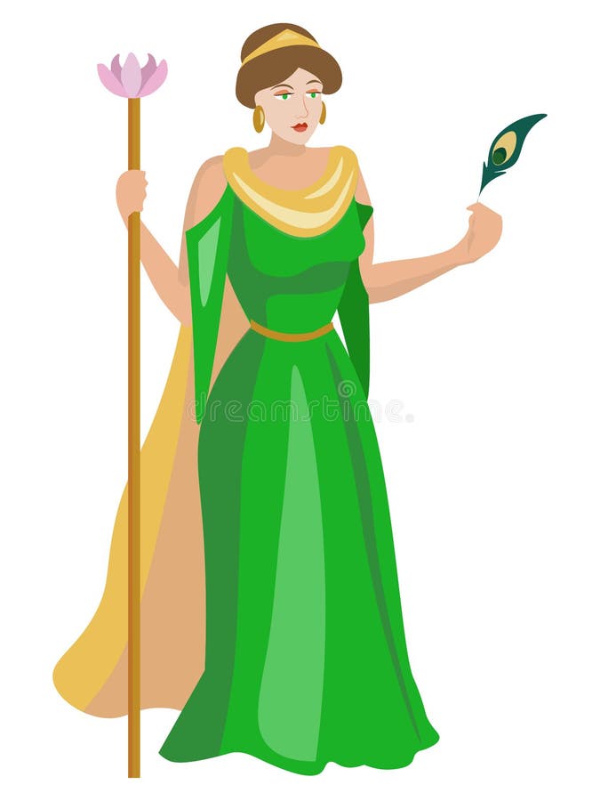Olympic Goddess Hera with Peacock Feather Stock Illustration ...