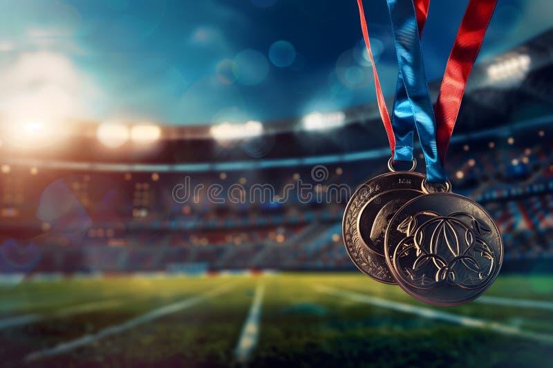Olympic Medals Hanging in an Stadium Stock Illustration - Illustration ...