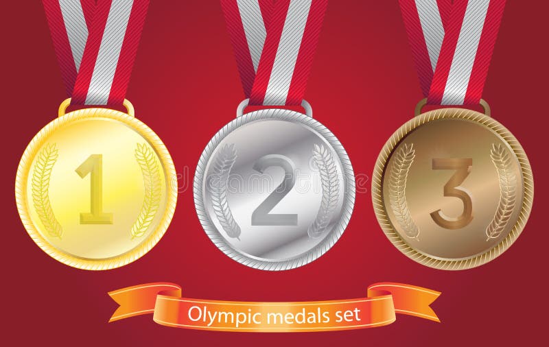 Olympic Medal with Ribbon Set, Vector Illustration Stock Vector ...