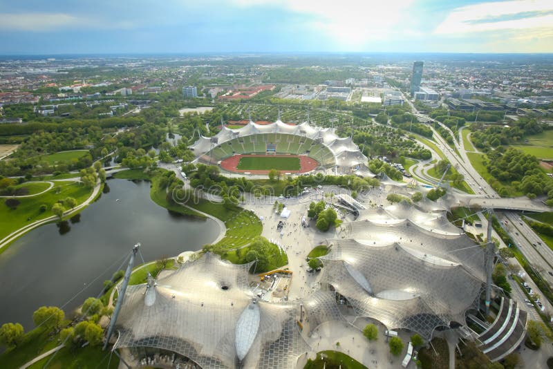 Olympic Park Munich editorial stock photo. Image of cloudy - 94109138