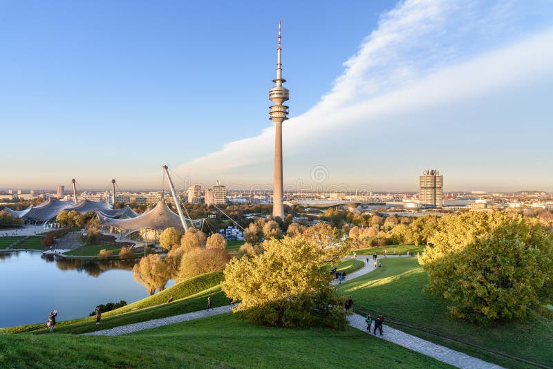 Olympic Park or Olympiapark on Sunset. Munich. Germany Editorial ...