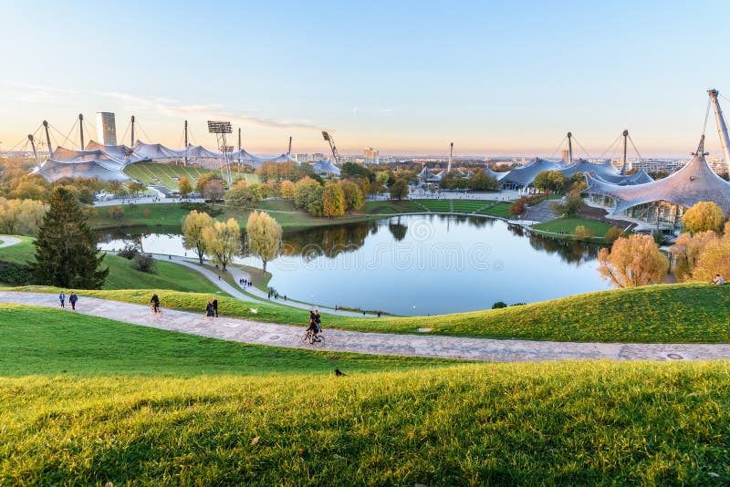Olympic Park or Olympiapark on Sunset. Munich. Germany Editorial ...