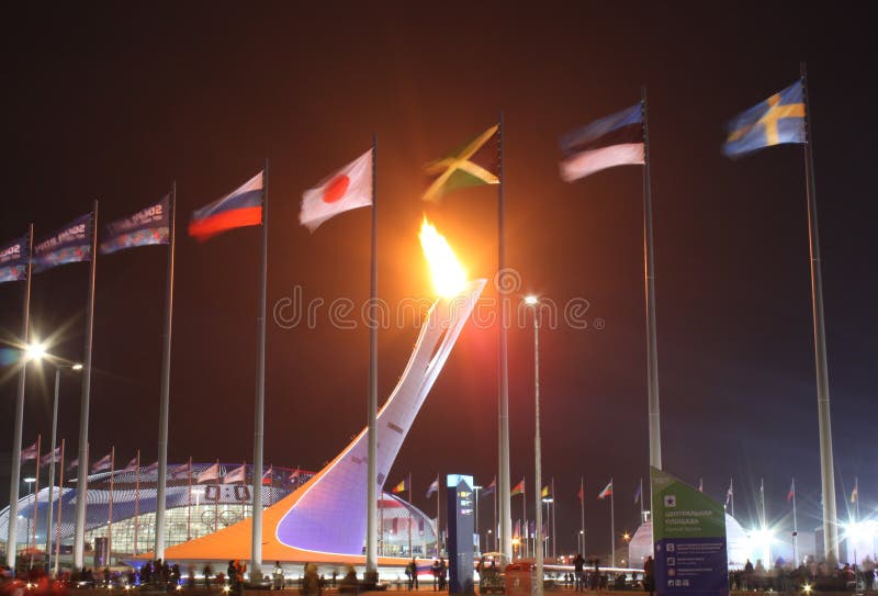 Olympic Park in Sochi at Night Editorial Stock Image - Image of games ...