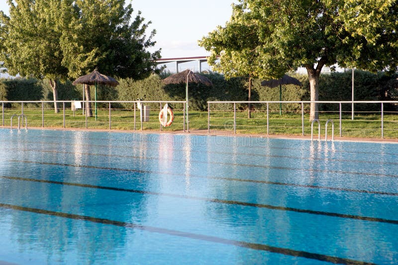 Olympic Pool with a Blue Water Stock Image - Image of view, sunny ...