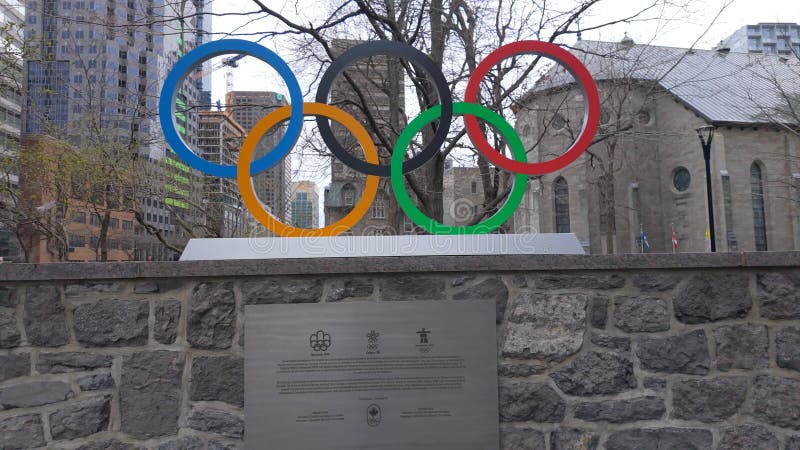 The Olympic Rings in Front of the Olympic Experience Center in Montreal ...