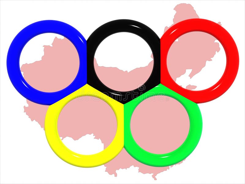 Olympic Rings&map of China. Stock Illustration - Illustration of five ...