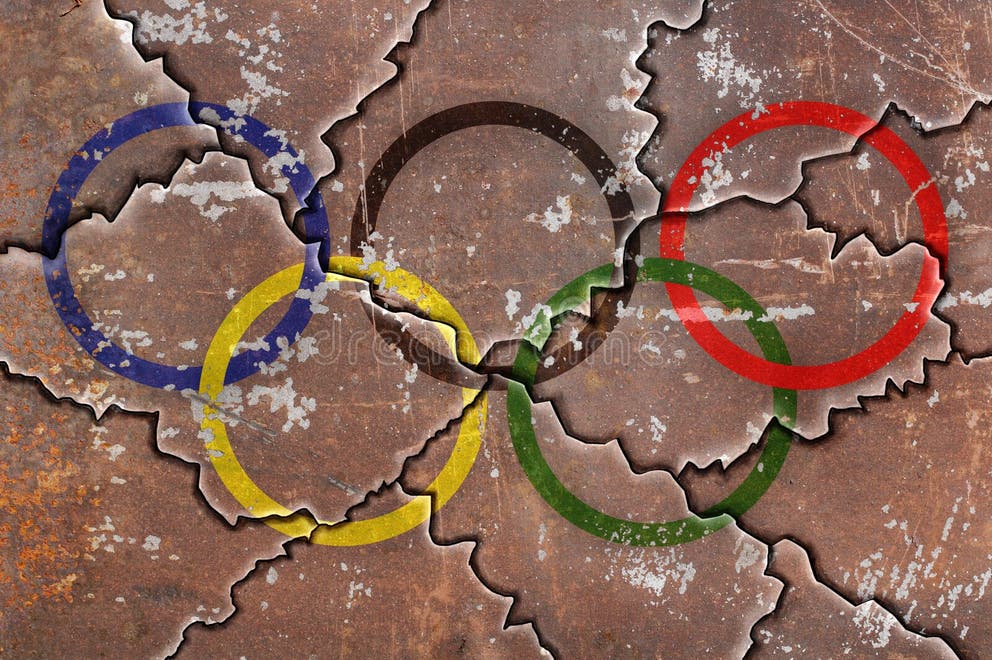 Olympic rings on wall editorial stock image. Image of drawing - 166793139