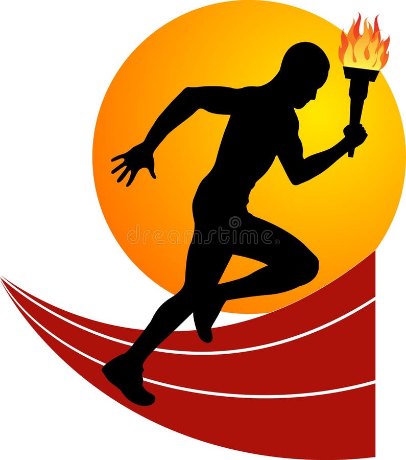 Abstract Man Silhouette with Burning Torch Stock Vector - Illustration ...