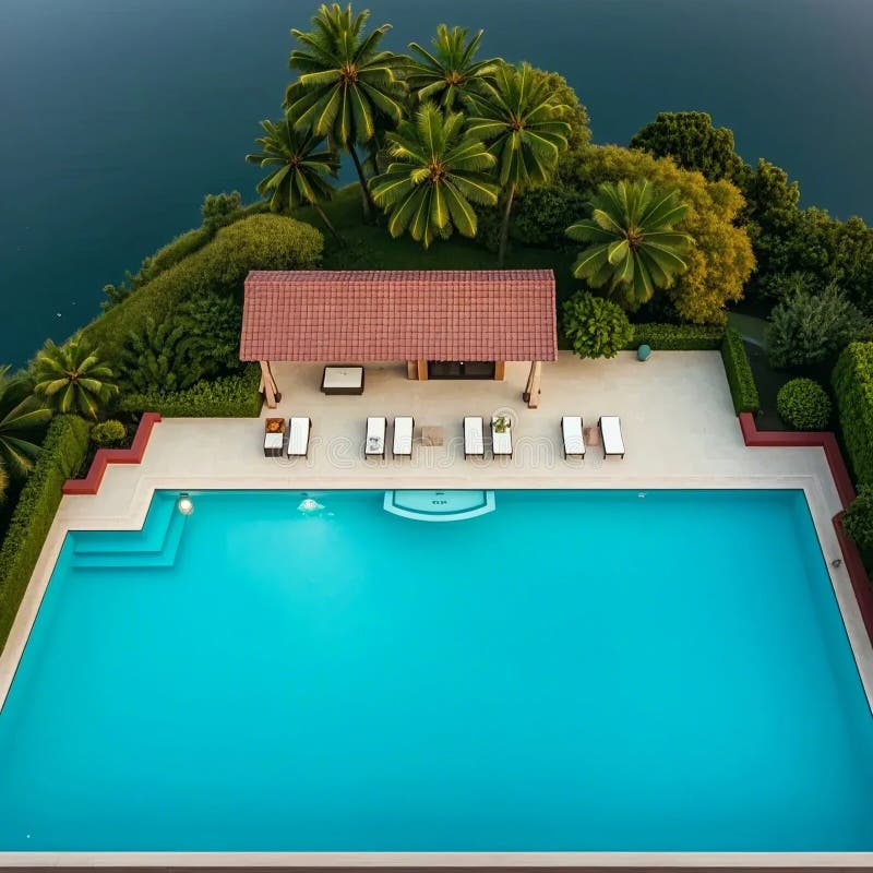 Swimming Pool Views from Above Stock Illustration - Illustration of ...
