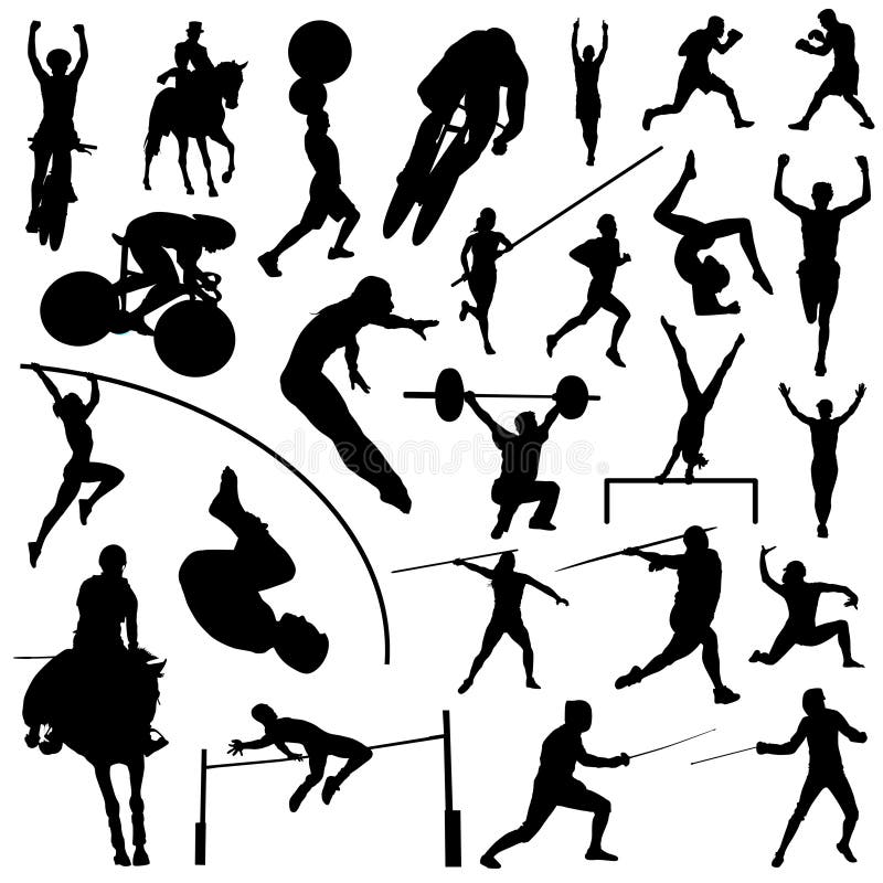 Olympic sport silhouettes stock vector. Illustration of weight - 8952800