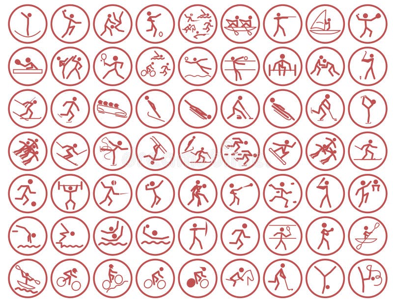 Olympic Sports Icons in Red. Set of Sports Icons Stock Vector ...