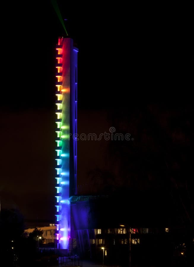 Olympic Stadium Tower in a Colourful Spectrum Editorial Image - Image ...
