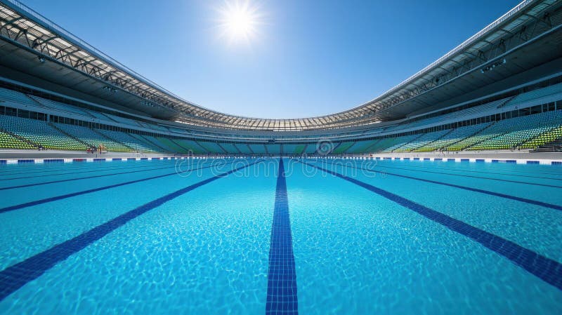 Olympic Swimming Pool Under Bright Sunlight. Generative Ai Stock ...