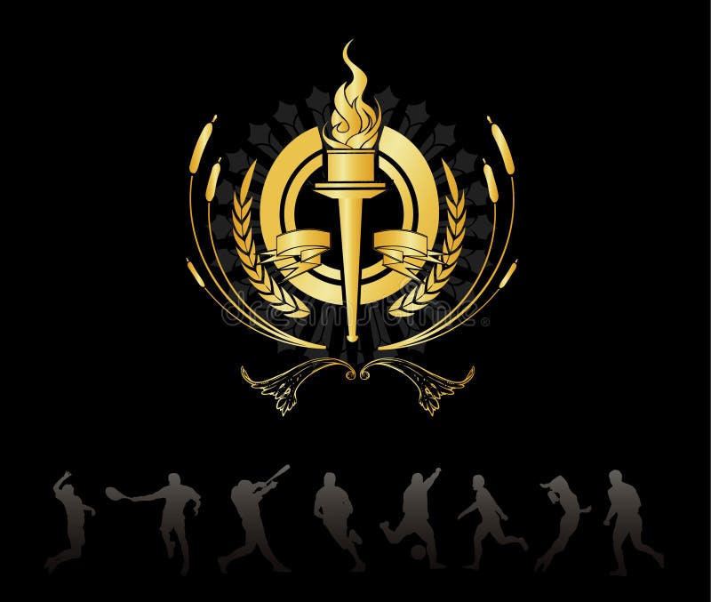 Olympic Torch Symbol with Flag Stock Vector - Illustration of flame ...