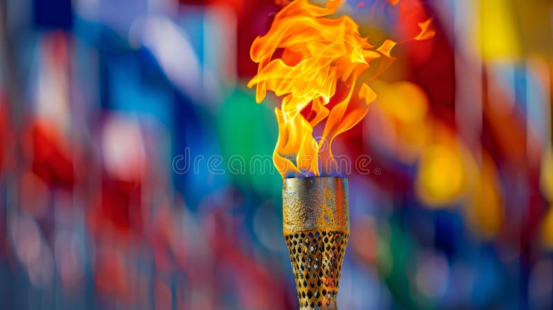 The Olympic Torch with Flame. Generative AI. Stock Illustration ... The Olympic Torch with Flame. Generative AI. Stock Illustration ...