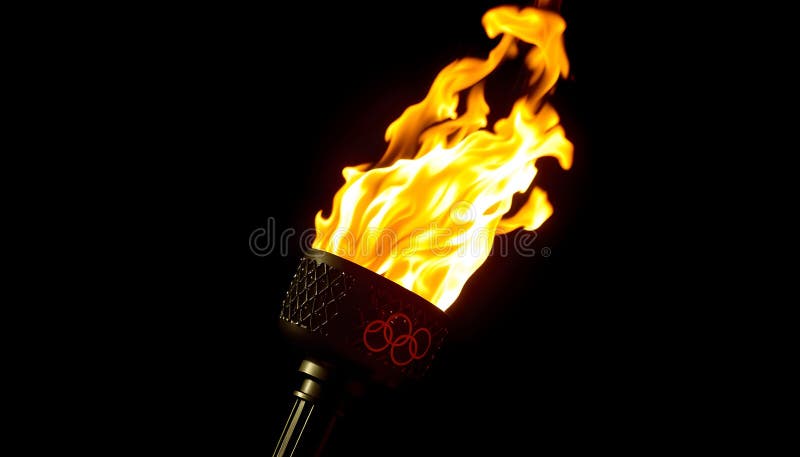 Olympic Torch Flame Against a Black Background Stock Illustration ...