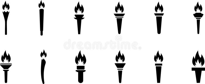 Olympic Torch, Flame Icon Vector Illustration. Olympic Games Symbol ...