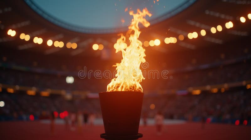 Olympic Torch with Flames Igniting Passion Stock Photo - Image of ...