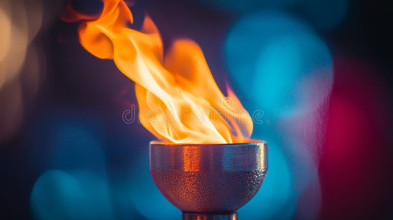 Olympic Torch Lit with a Vibrant Flame, Symbolizing the Games& X27 ...
