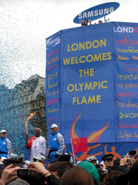 Olympic Torch in London. editorial photography. Image of sponsor - 4841062
