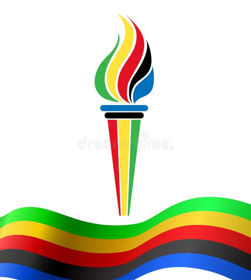 Olympic Torch Symbol with Flag Stock Vector - Illustration of flame ...