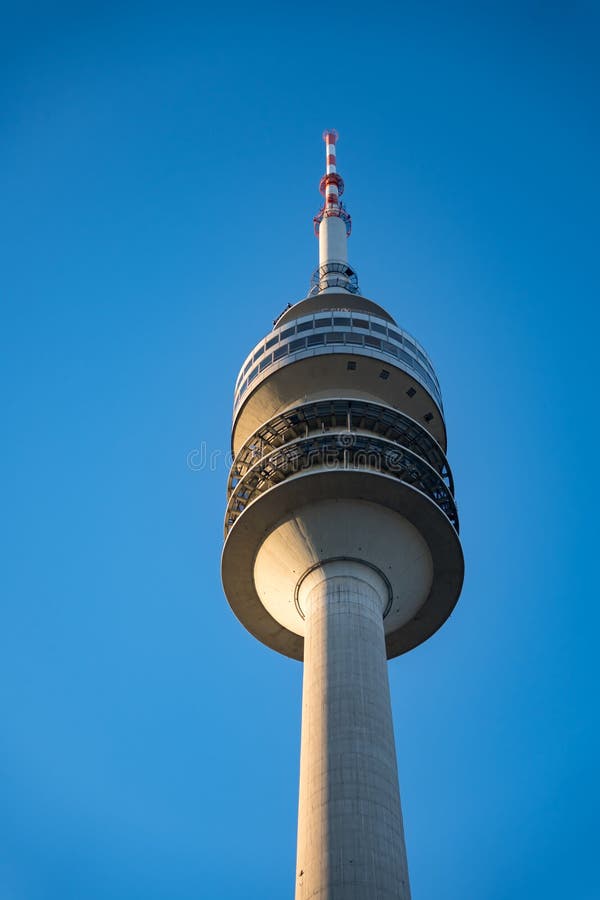 Olympic Tower in the Olympic Park in Munich, Germany. Blue Sky ...
