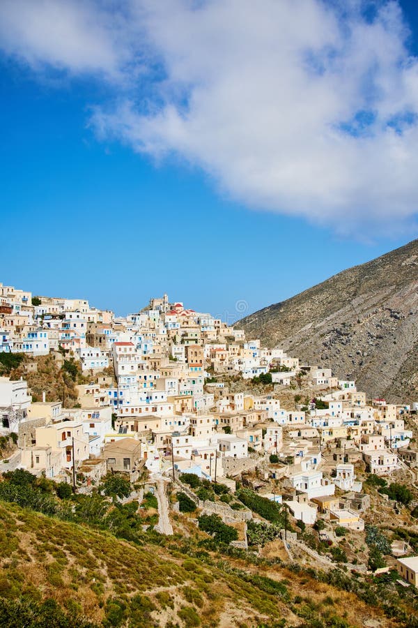 Olympos City on Karpathos Island Stock Image - Image of mountains ...