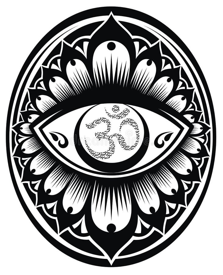 OM Decorative Symbol in Round Frame Stock Vector - Illustration of ...