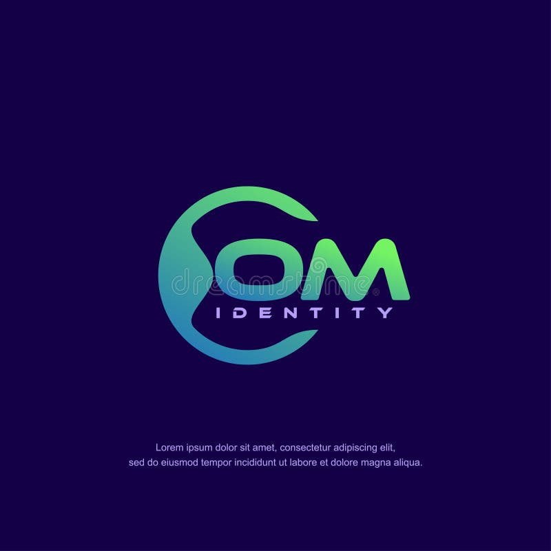 OM Initial Letter Circular Line Logo Template Vector with Gradient ...