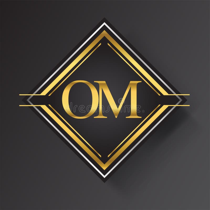OM Letter Logo in a Square Shape Gold and Silver Colored Geometric ...