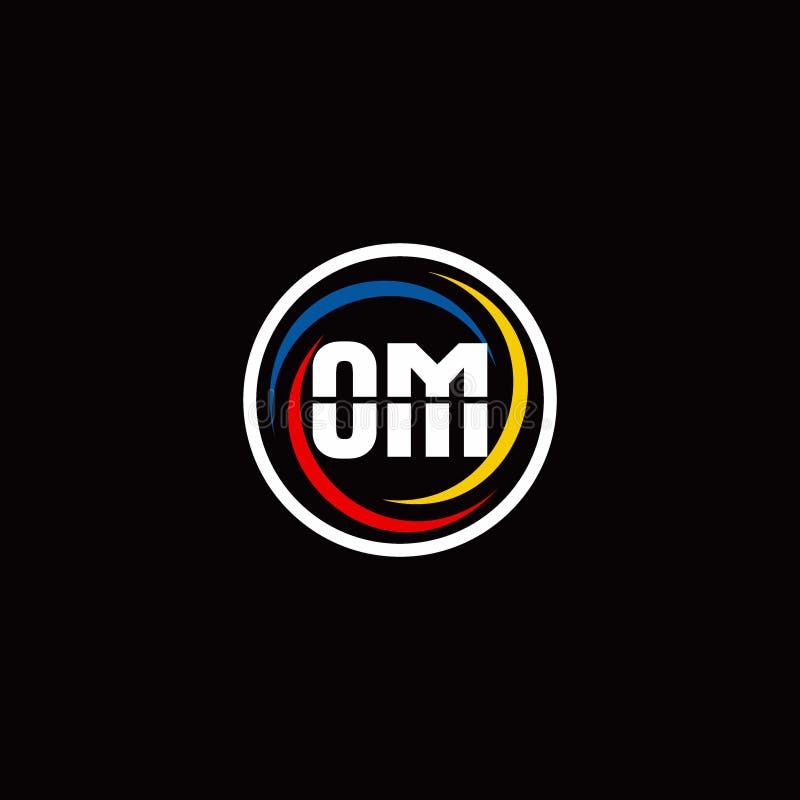 OM Monogram Logo Isolated on Circle Shape with 3 Slash Colors Rounded ...