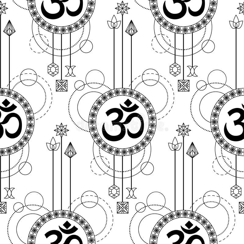 Om Seamless Pattern stock vector. Illustration of abstract - 94878904