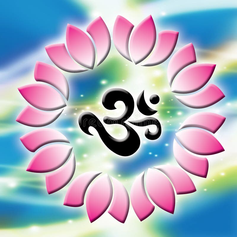 Hand Drawn Ohm Symbol, Indian Diwali Spiritual Sign Om Over Colo Stock ...