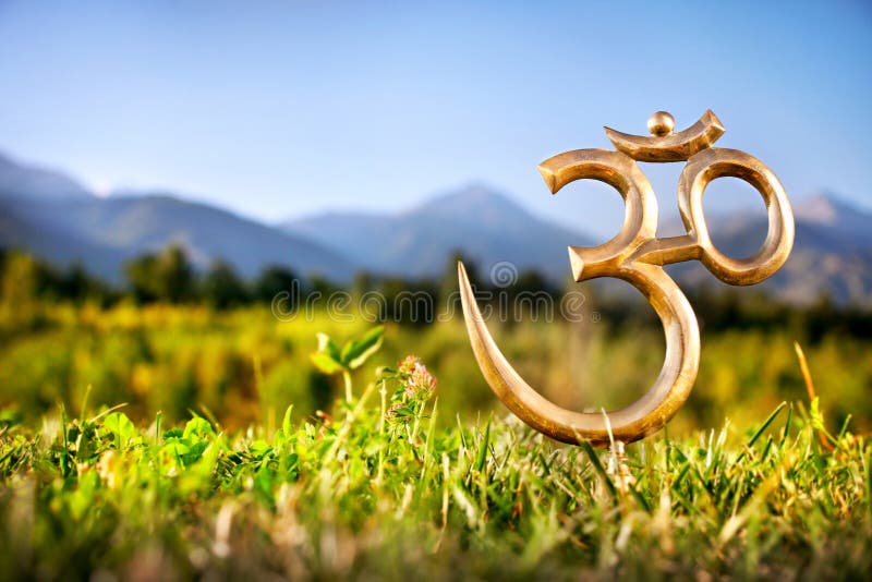 Om statue in the mountain stock image. Image of india - 26152557
