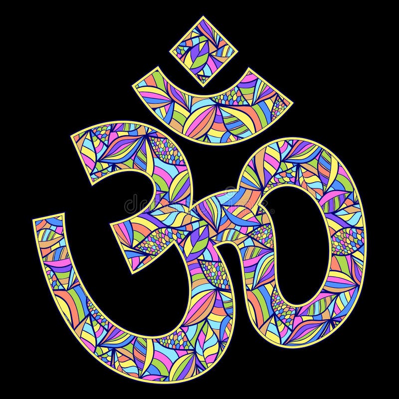 Om Symbol on Black Background Stock Vector - Illustration of green ...