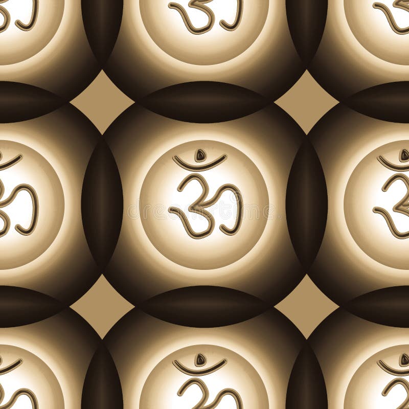 Om Symbol in a Circle Seamless Pattern Stock Illustration ...