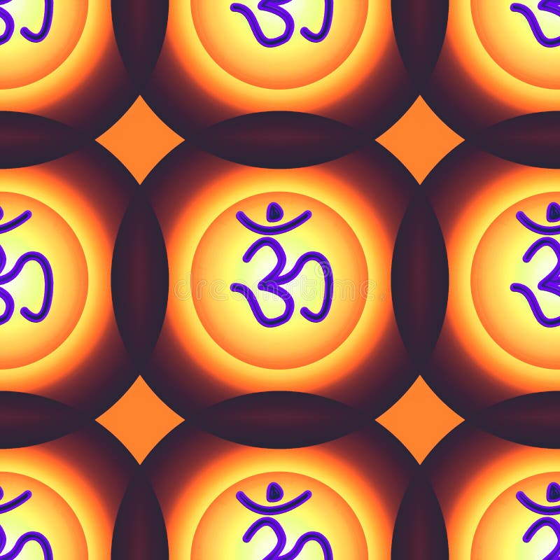 Om Symbol in a Circle Seamless Pattern Stock Illustration ...