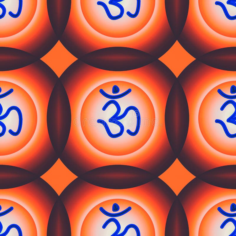 Om Symbol in a Circle Seamless Pattern Stock Illustration ...
