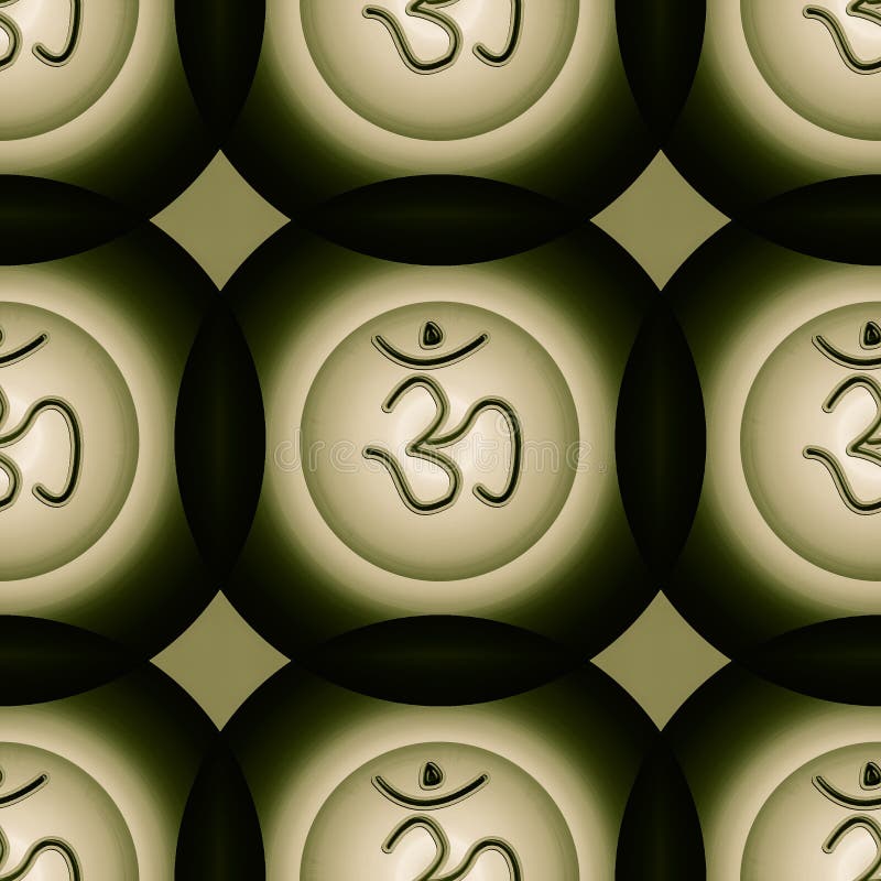 Om Symbol in a Circle Seamless Pattern Stock Illustration ...
